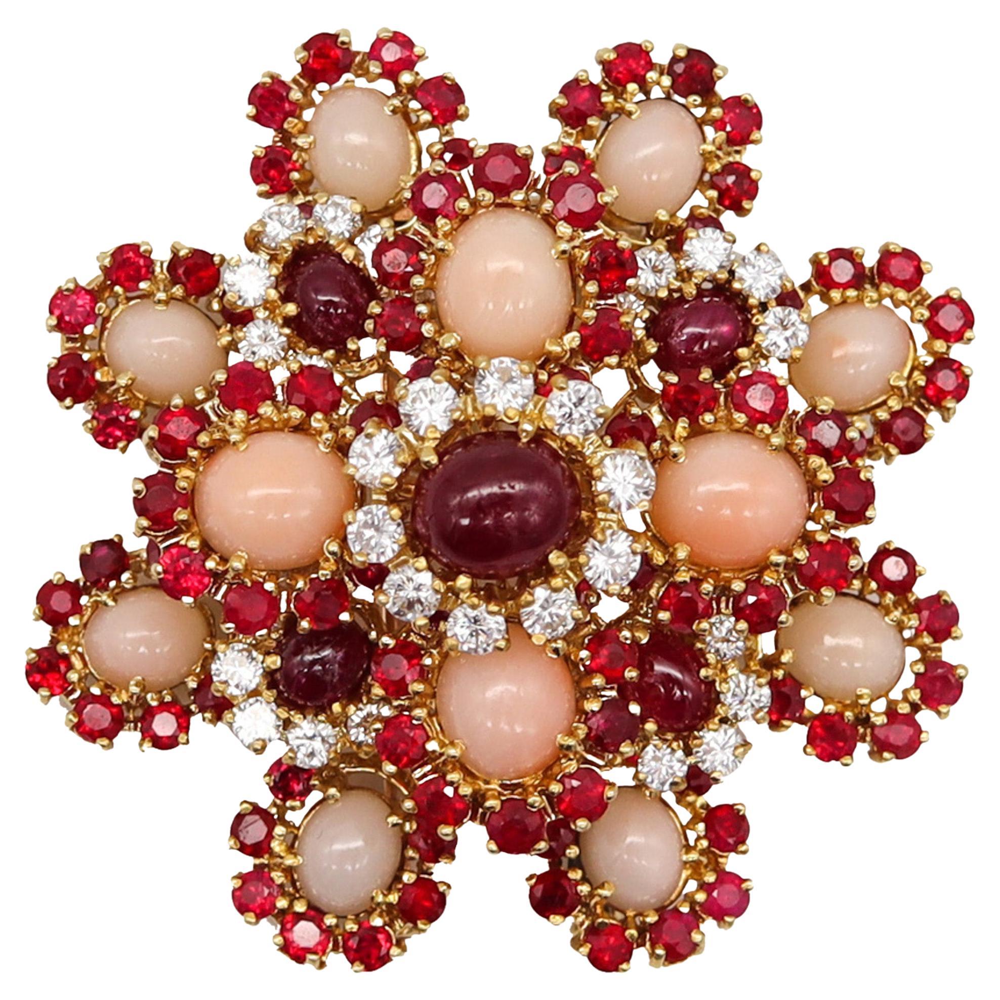 Sterle Paris 1960 Brooch 18Kt and Platinum 12.67 Ctw Diamonds and ...