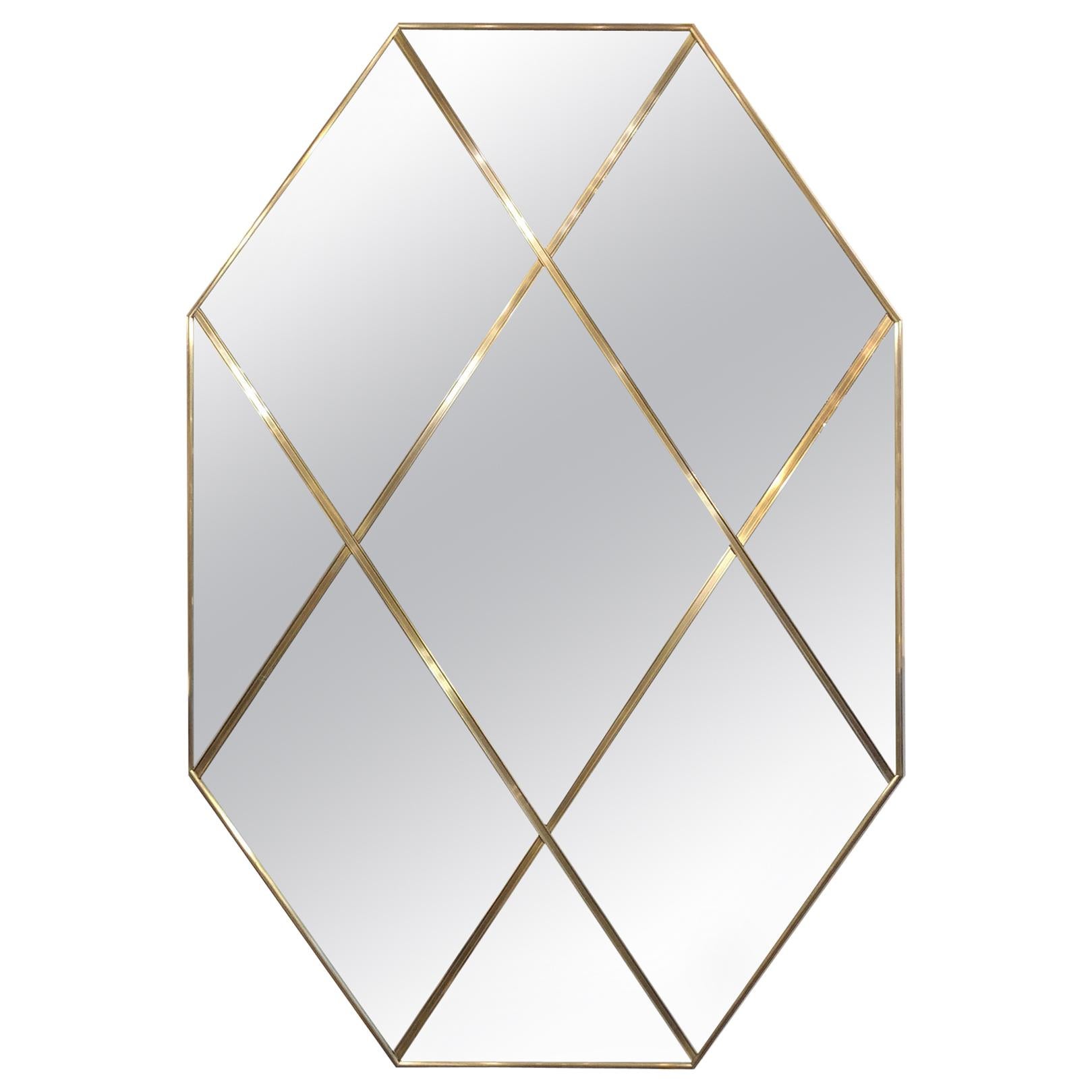 Pescetta Customizable Octagonal Brass Frame Panelled Smoked Mirror For ...