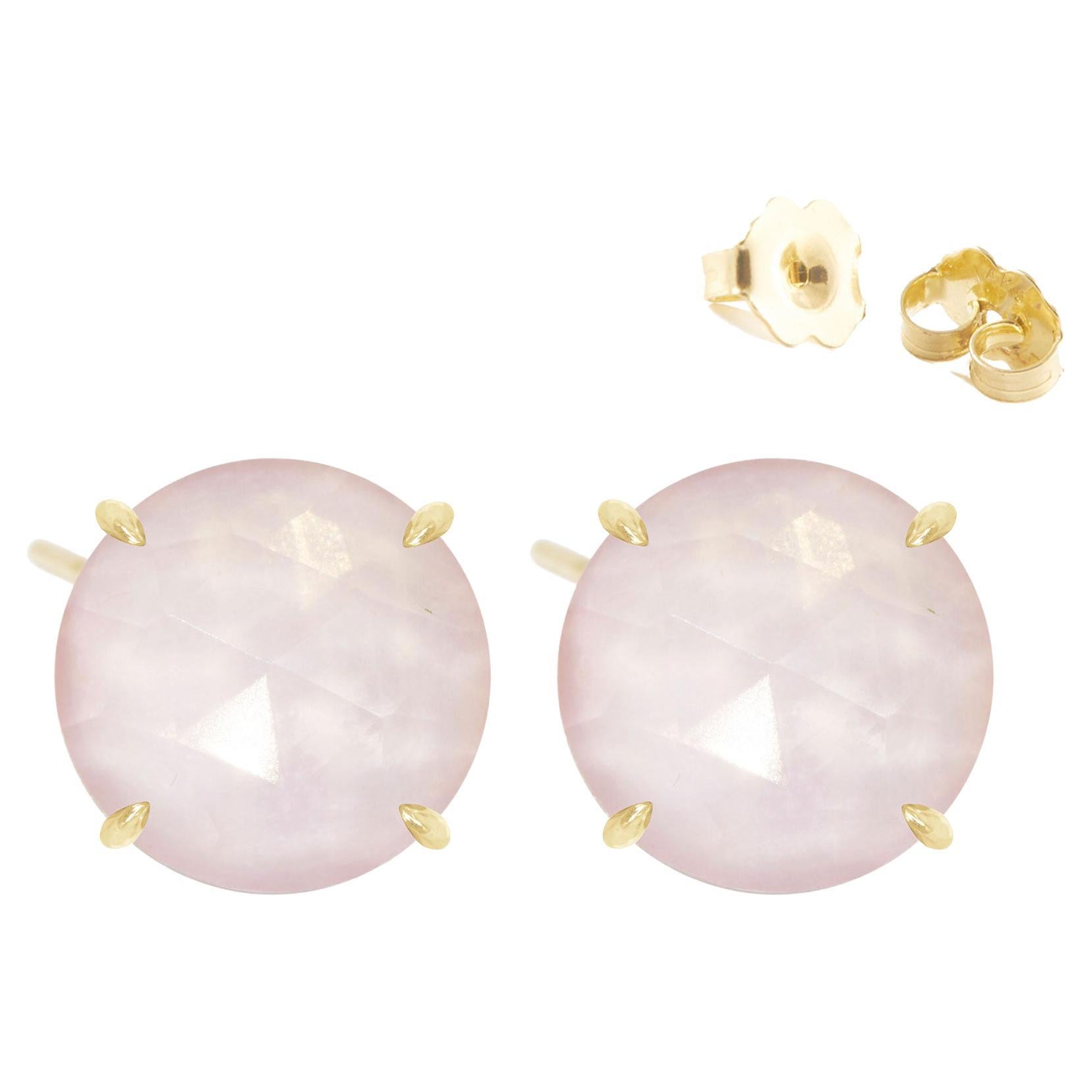 Petal Rose Quartz Gold 18k Stud Earrings For Sale at 1stDibs | petal quartz