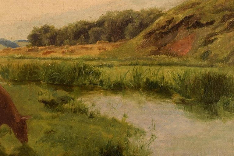 Peter Adolf Persson Swedish Painter, Oil on Canvas, Grazing Cows at 1stDibs