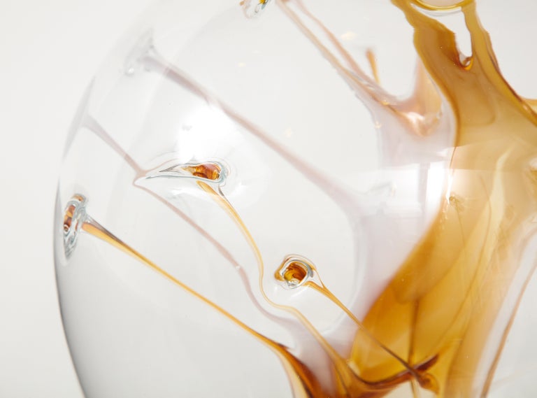 Peter Bramhall Amber, Clear Glass Orb For Sale at 1stDibs