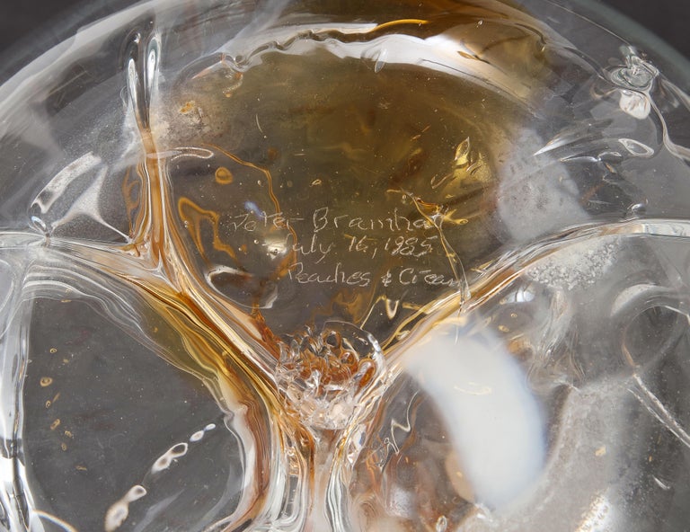 Peter Bramhall Amber, Clear Glass Orb For Sale at 1stDibs