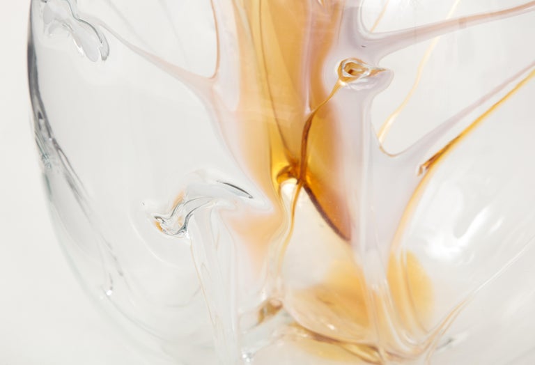 Peter Bramhall Amber, Clear Glass Orb For Sale at 1stDibs
