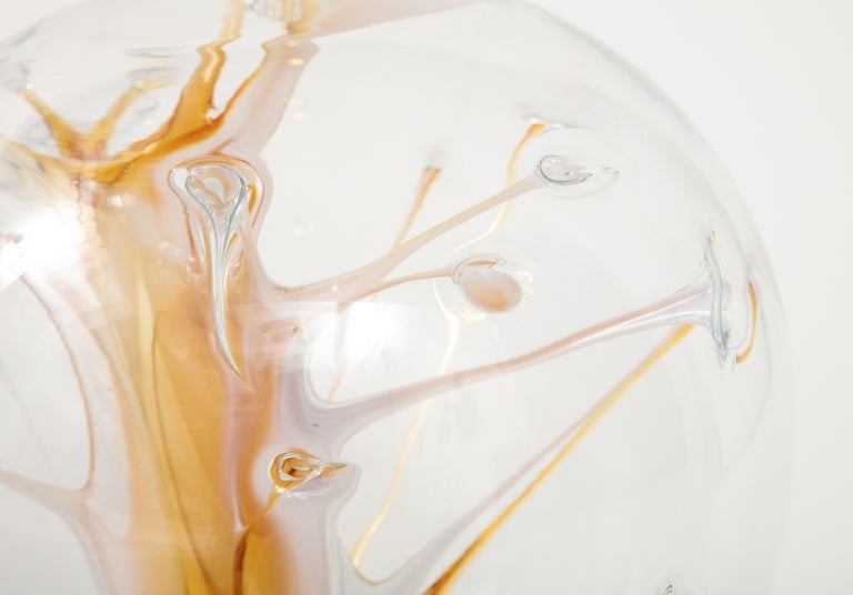 Peter Bramhall Amber, Clear Glass Orb For Sale at 1stDibs