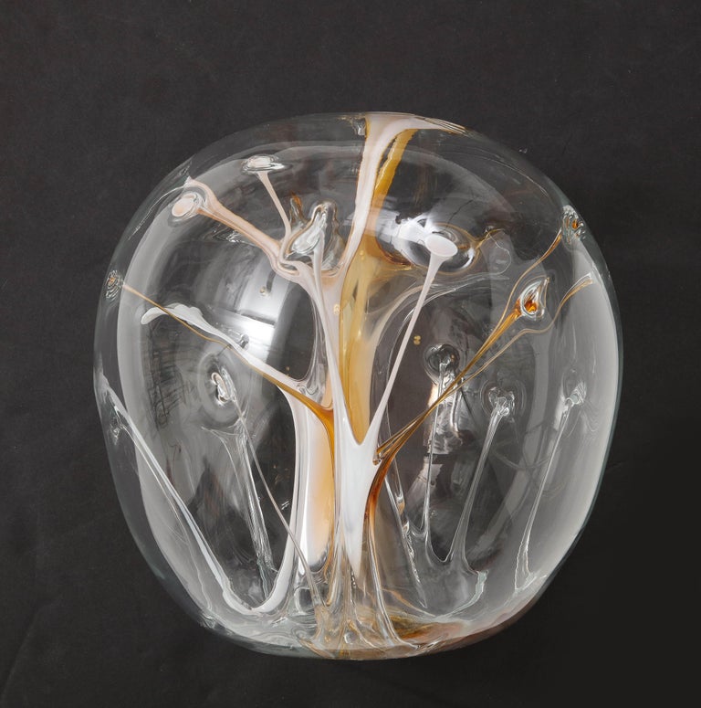 Peter Bramhall Amber, Clear Glass Orb For Sale at 1stDibs