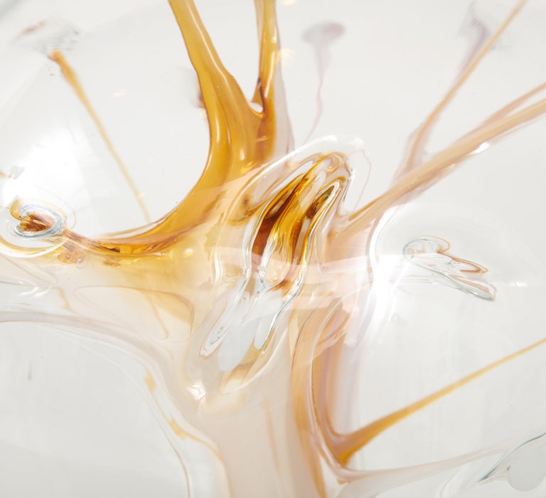 Peter Bramhall Amber, Clear Glass Orb For Sale at 1stDibs