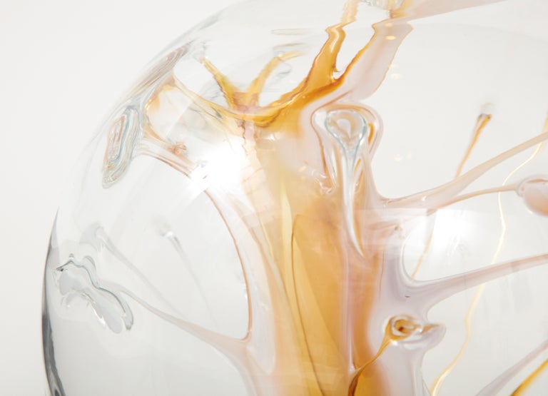 Peter Bramhall Amber, Clear Glass Orb For Sale at 1stDibs