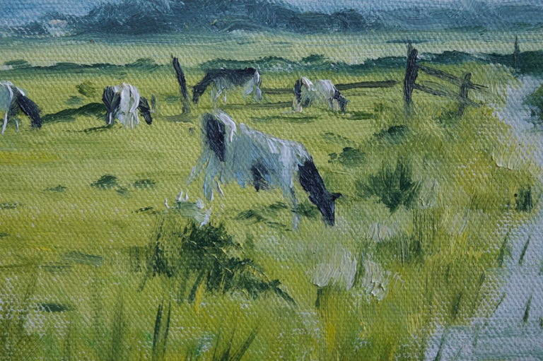 Peter Burman - Peter Bearman, Suffolk landscape, Cows grazing in ...