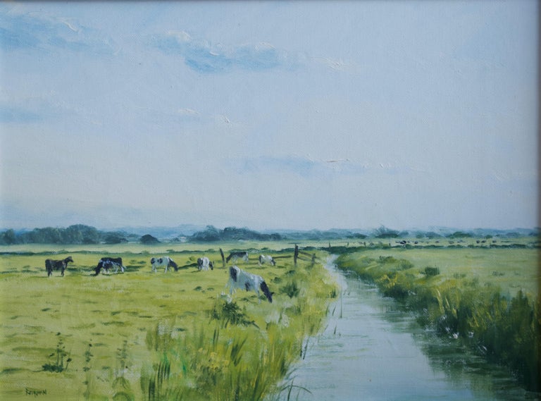 Peter Burman - Peter Bearman, Suffolk landscape, Cows grazing in ...