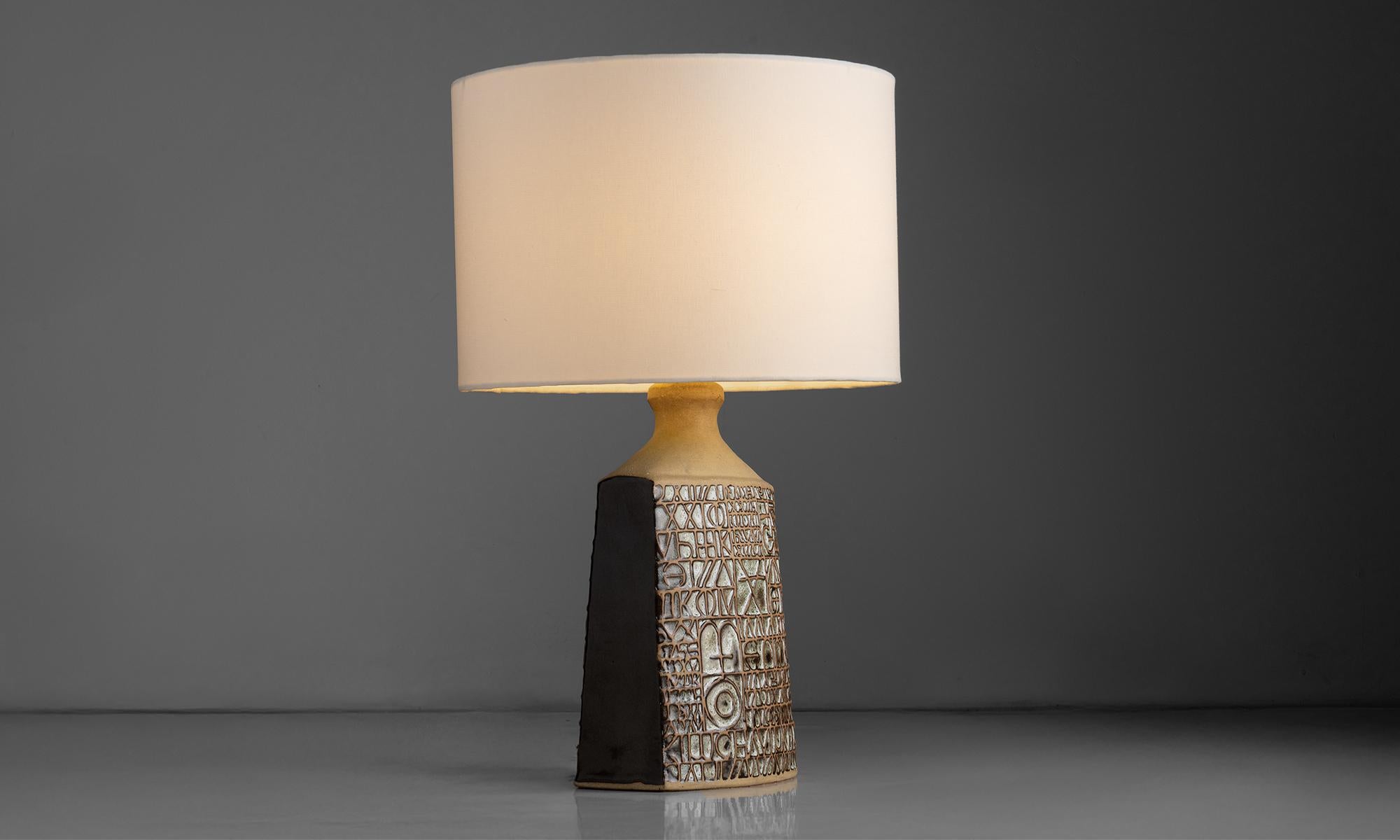 Peter Elery Hieroglyphic Ruan Lamp, England circa 1970 For Sale at 1stDibs