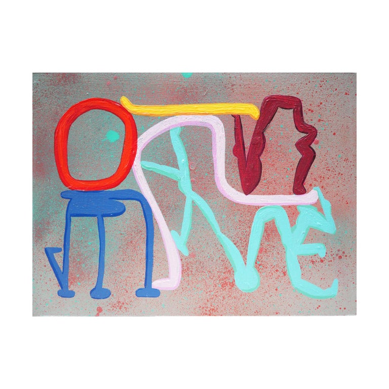 Peter Healy - "Standing Ovation" Blue, Pink, Red, and Gray Abstract ...