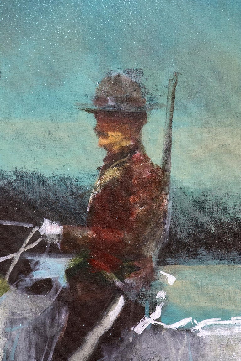 Peter Hoffer - Mountie III- large, green, blue, Canadian, figurative ...
