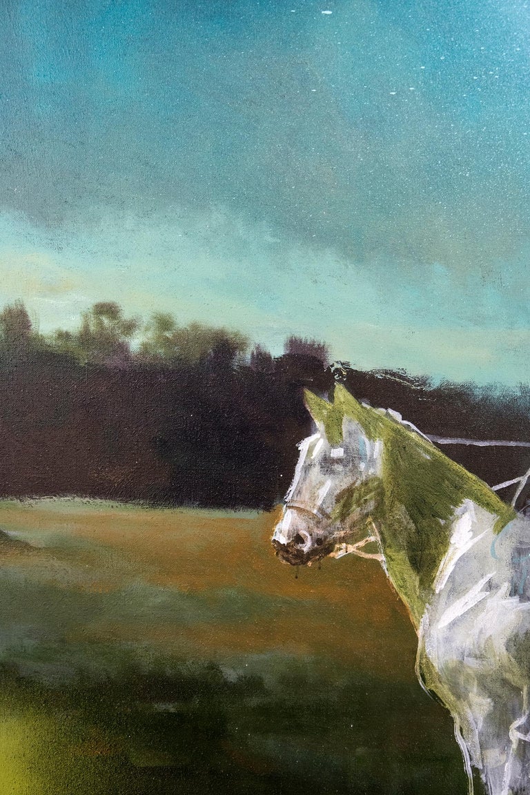 Peter Hoffer - Mountie III- large, green, blue, Canadian, figurative ...