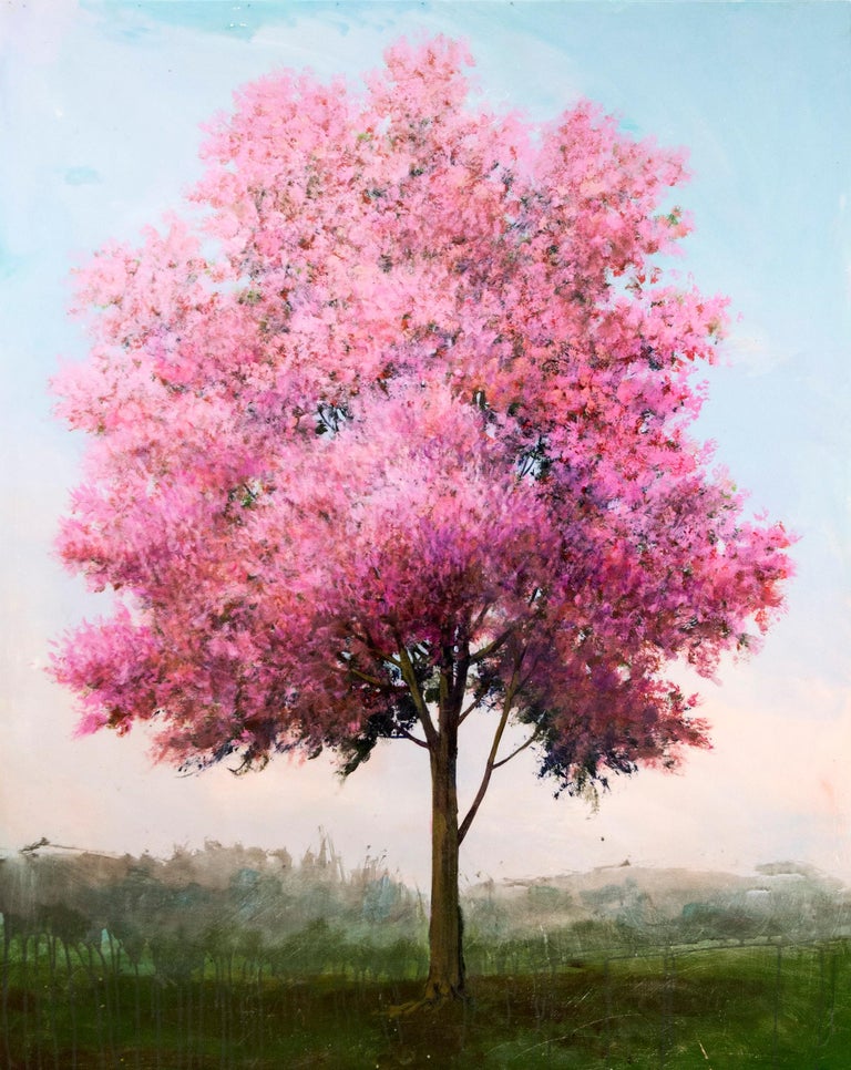 Peter Hoffer - Spring May - large, pink, blue, impressionist, acrylic ...