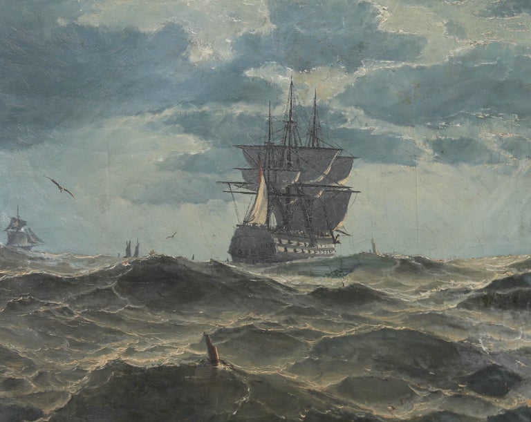 Peter Hoyer - Peter Hoyer - Late 19th Century Oil, English Man o' War ...