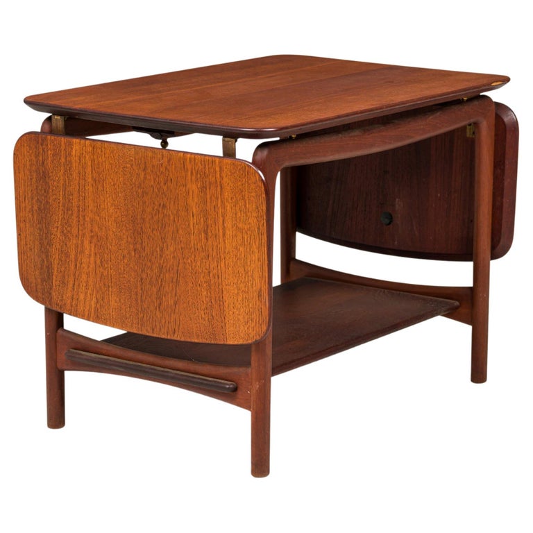 Peter Hvidt Danish Drop Leaf Rectangular Teak End / Side Table For Sale ...