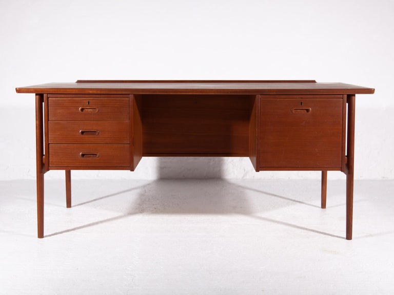 Peter Hvidt, Orla Mølgaard Teak Desk, Denmark, 1950s For Sale at 1stDibs