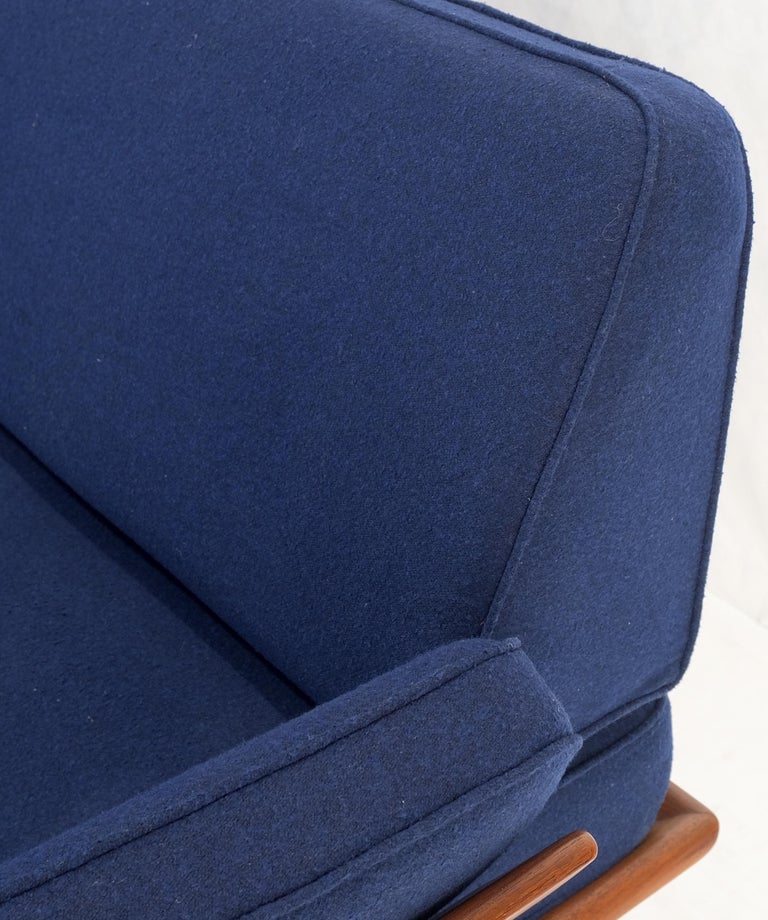 Peter Hvidt Solid Teak Sofa New Blue Wool Upholstery Original Springs ...
