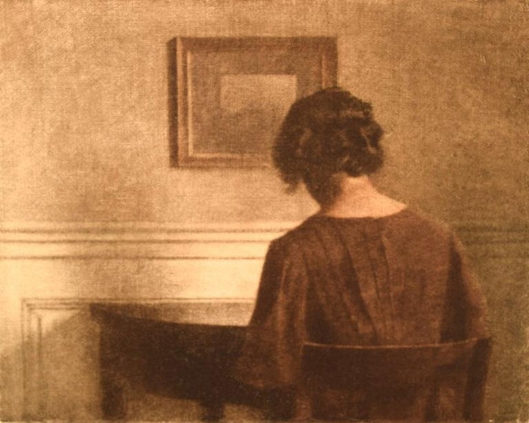 Peter Ilsted, Interior with Woman, Color Etching, circa 1900 at 1stDibs