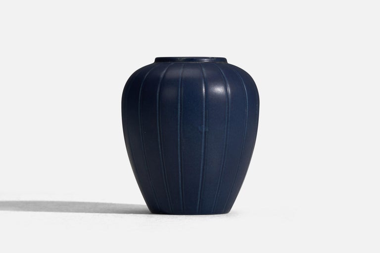 Peter Ipsen Enke, Vase, Blue Glazed Stoneware, Denmark, 1940s For Sale ...