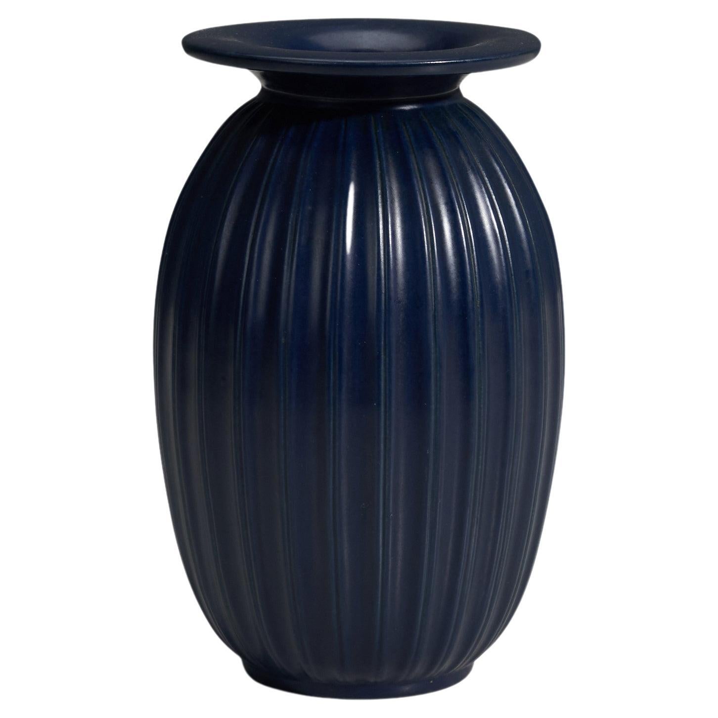 Peter Ipsen Enke, Vase, Blue Glazed Stoneware, Denmark, 1940s For Sale ...