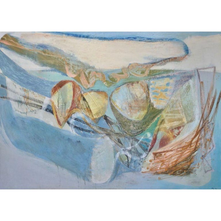 Peter Joyce - Blue Landscape - painting with blue and green, acrylic on ...