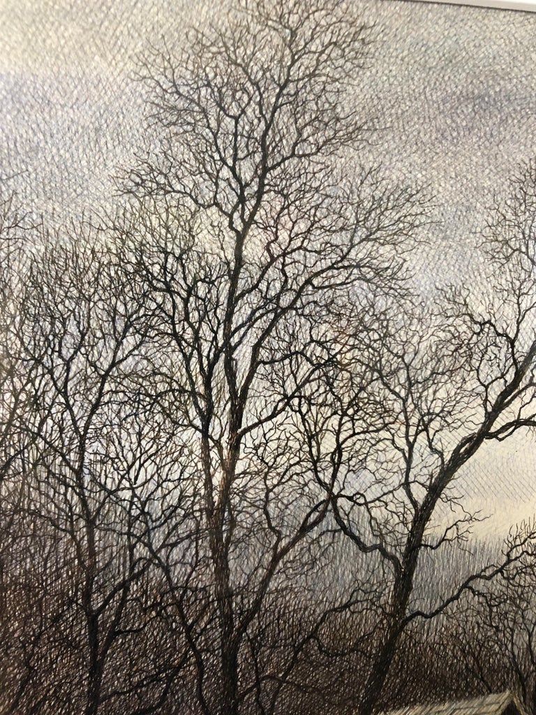 Peter Keating Dreamy Original Watercolor of Mountainside Barn at 1stDibs