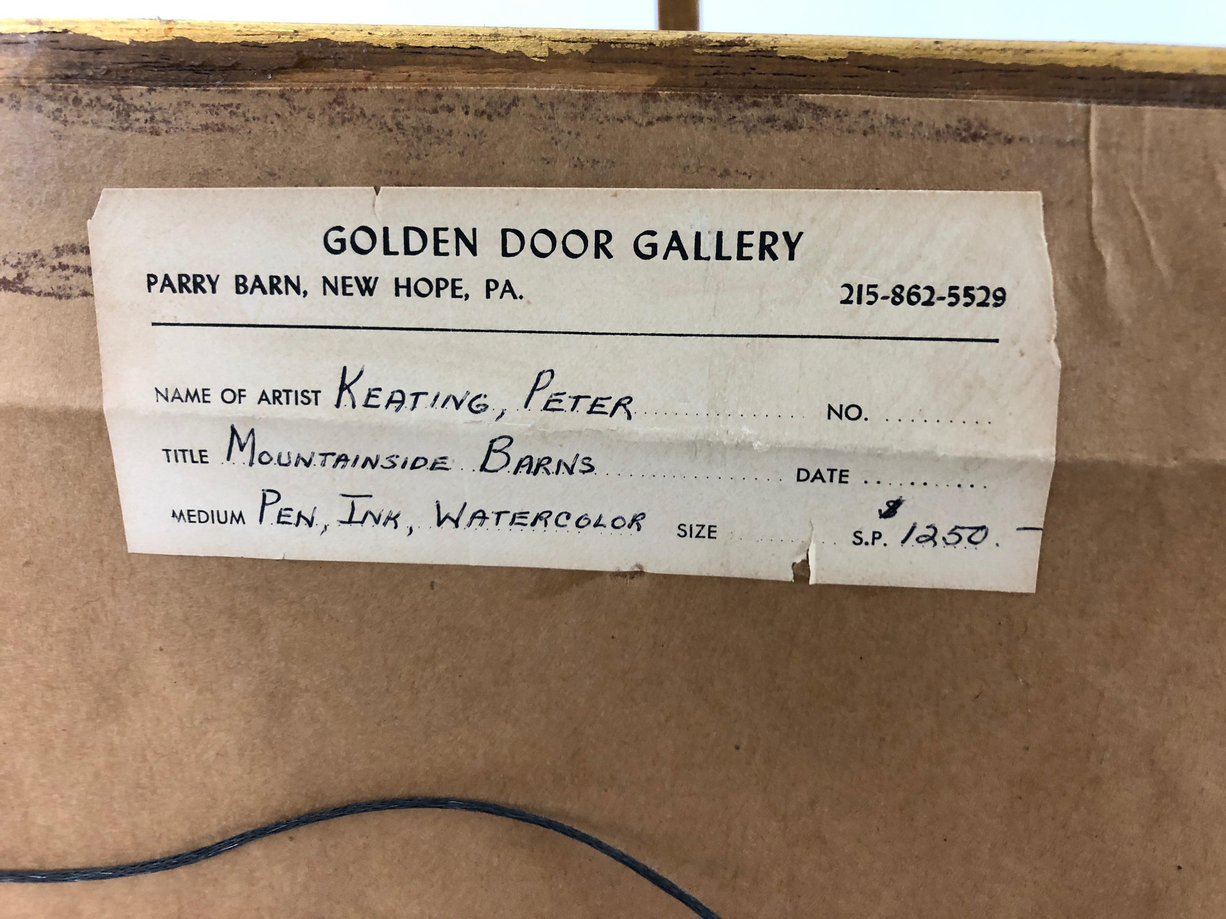 Peter Keating Dreamy Original Watercolor of Mountainside Barn at ...