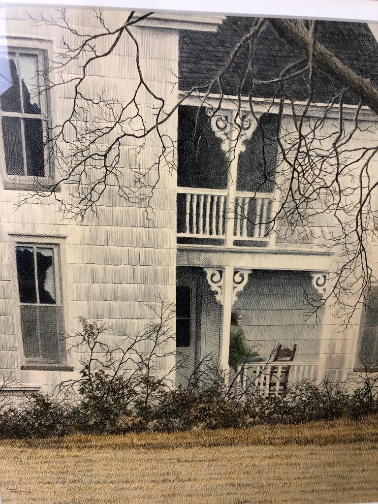 Peter Keating Original Watercolor Titled Porch Sitter For Sale at 1stDibs