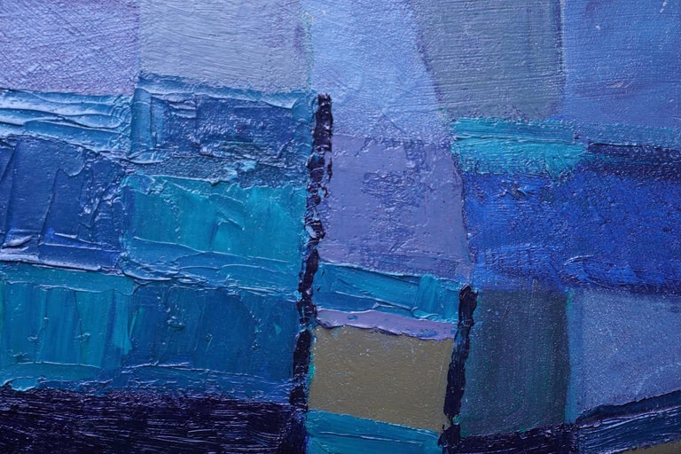 Peter L. Field - Blue Yellow abstract - British sixties Abstract art oil painting For Sale at ...