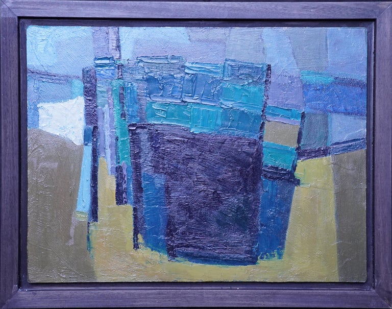 Peter L. Field - Blue Yellow abstract - British sixties Abstract art oil painting For Sale at ...