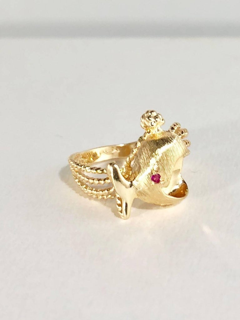 Peter Lindeman Original 14 Karat and Ruby Modern Whale Fashion Ring at ...