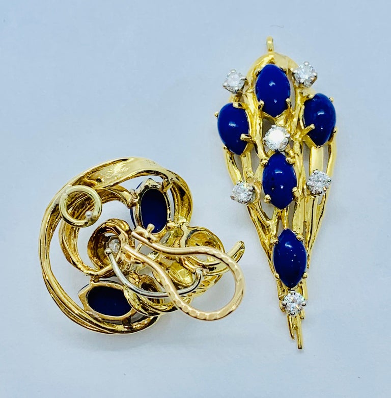 Peter Linderman 18 Karat Yellow Gold, Diamond and Blue Lapis Lazuli ...