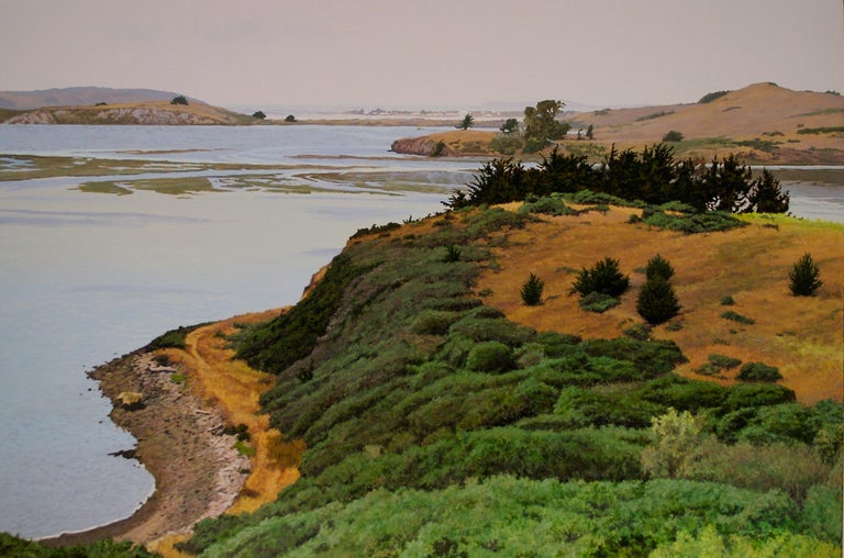 Peter Loftus - Tomales Bay Headlands / realist nature 44 x66 in. oil on canvas painting For Sale ...