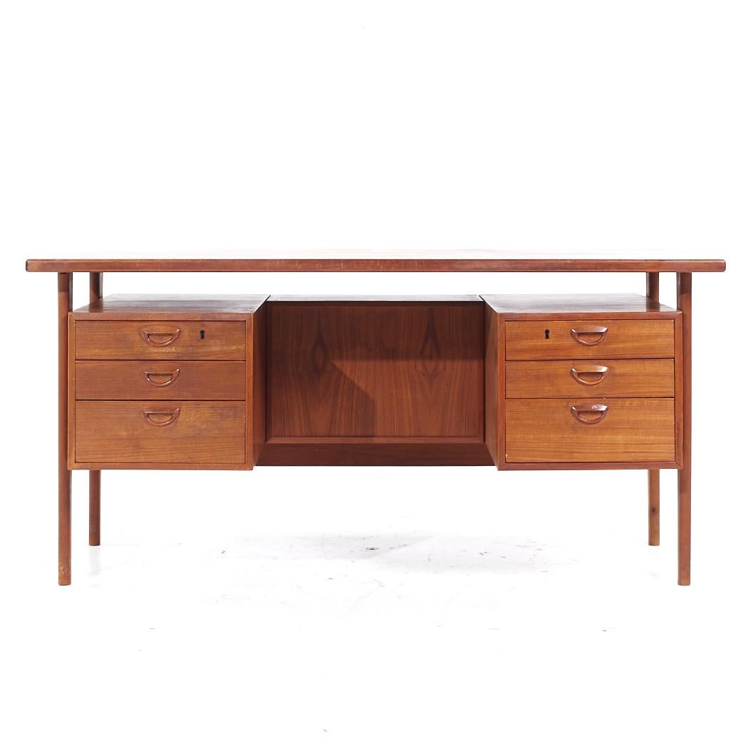 Peter Lovig Mid Century Teak Executive Desk For Sale at 1stDibs