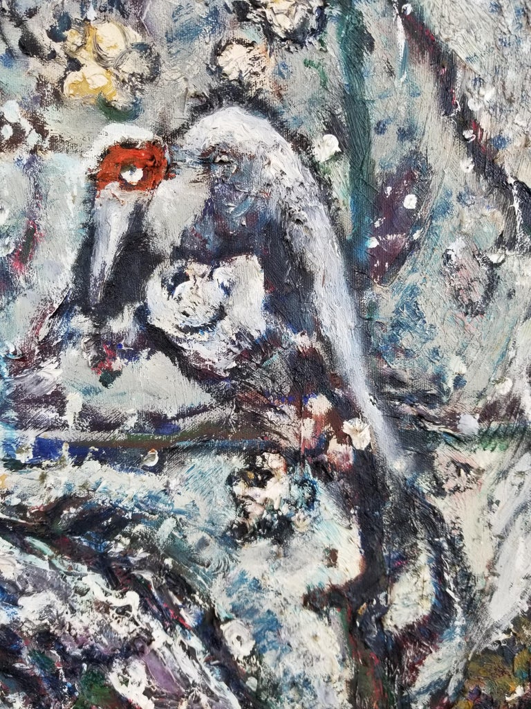 Peter Lowe Abstract Painting, Birds in Tree For Sale at 1stDibs