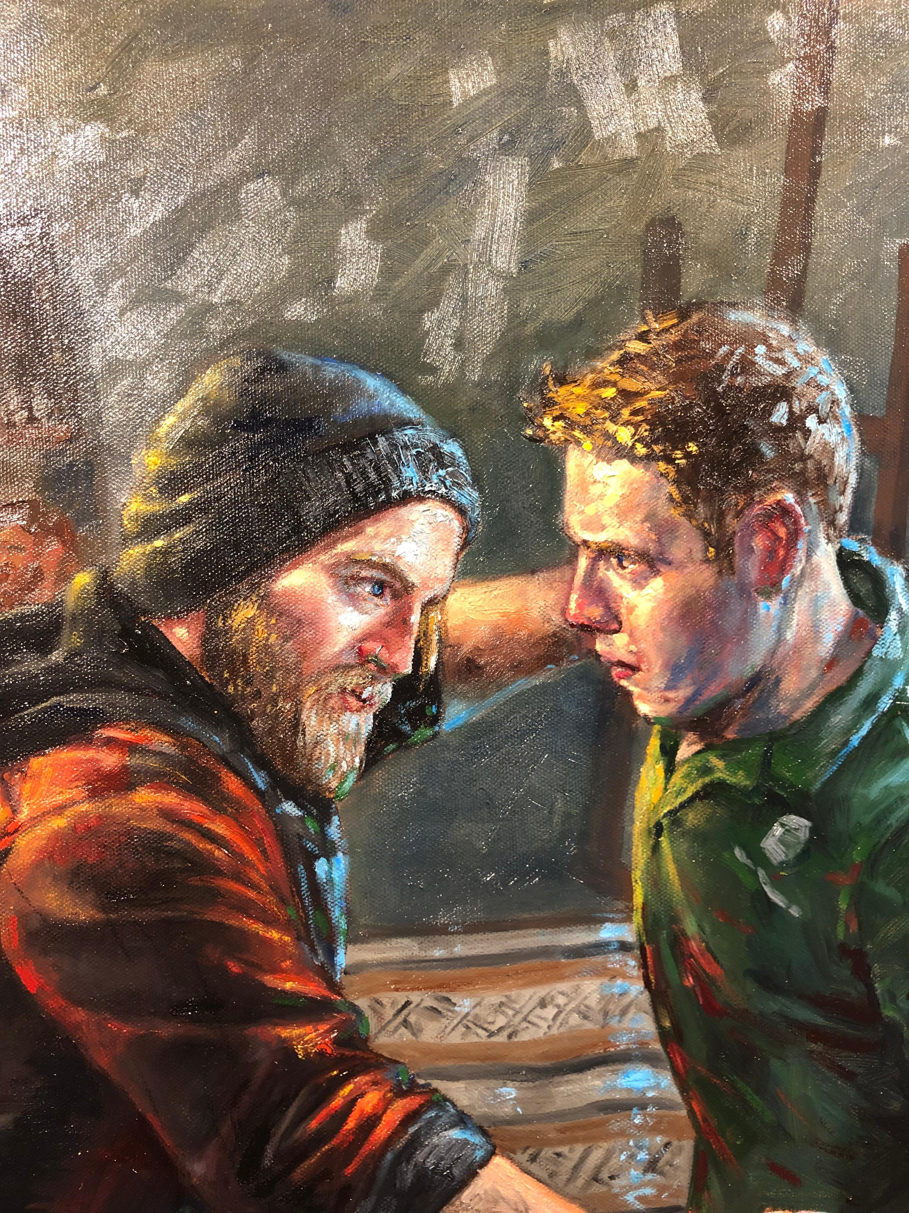 Peter Lupkin - Push - Original Oil Painting of Two Males Sparring in an ...
