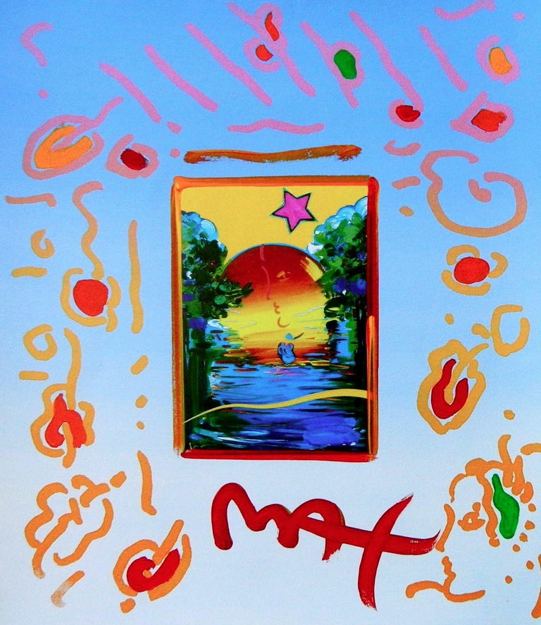 Peter Max - Better World, Original Mixed Media Painting, Peter Max ...