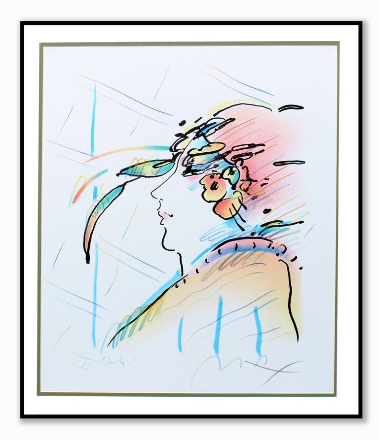Peter Max - Peter Max Unique Hand Drawn Lady with Feathers Study Rare ...