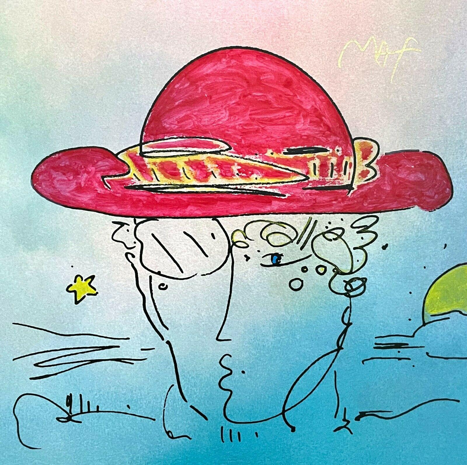 Peter Max - Peter Max Unique Hand Drawn Lady with Feathers Study Rare ...