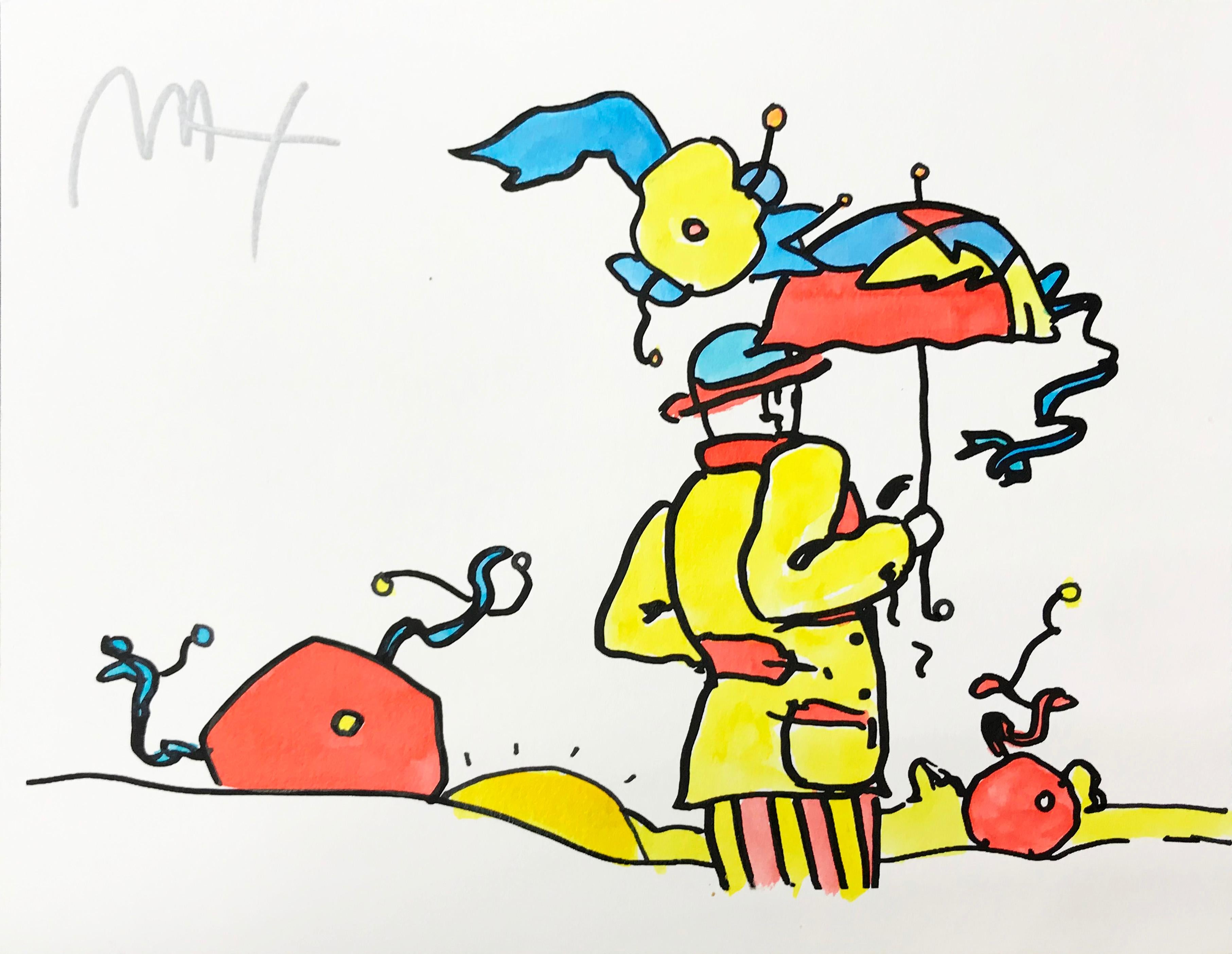 Peter Max - PROFILE WITH YELLOW FLOWERS For Sale at 1stDibs