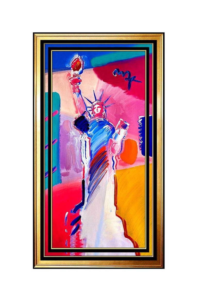 Peter Max - Large 40"H PETER MAX original signed PAINTING STATUE OF ...