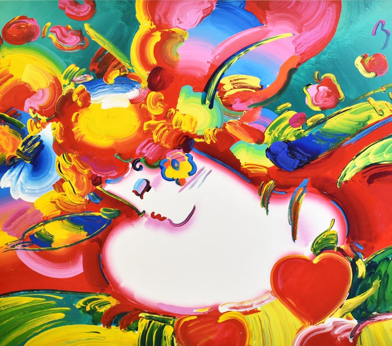 Peter Max - Original Acrylic Painting, "Flower Blossom Lady" Pop Art ...