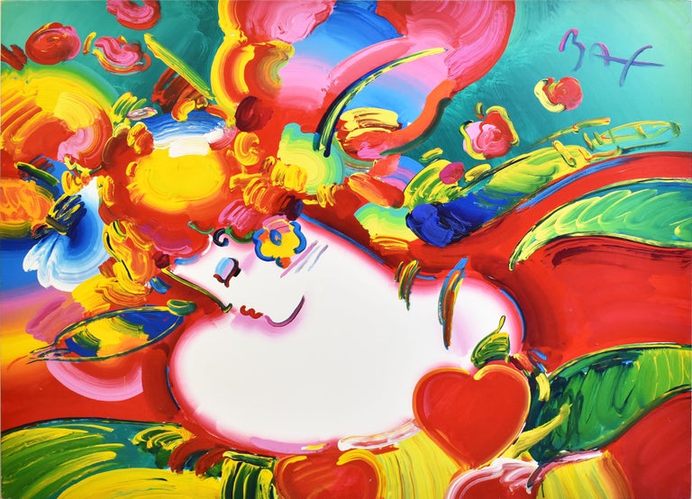 Peter Max - Original Acrylic Painting, "Flower Blossom Lady" Pop Art ...