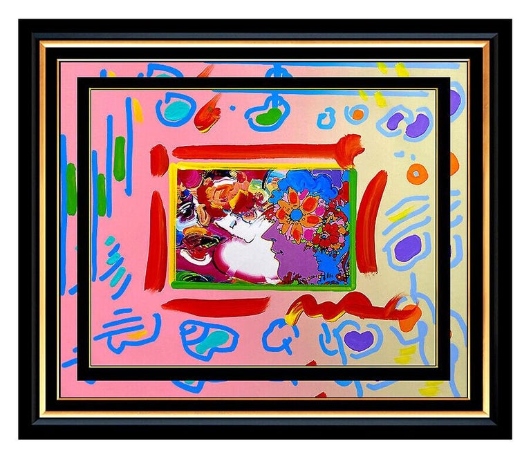 Peter Max - PETER MAX Acrylic Painting ORIGINAL Rare FLOWER LADY with ...