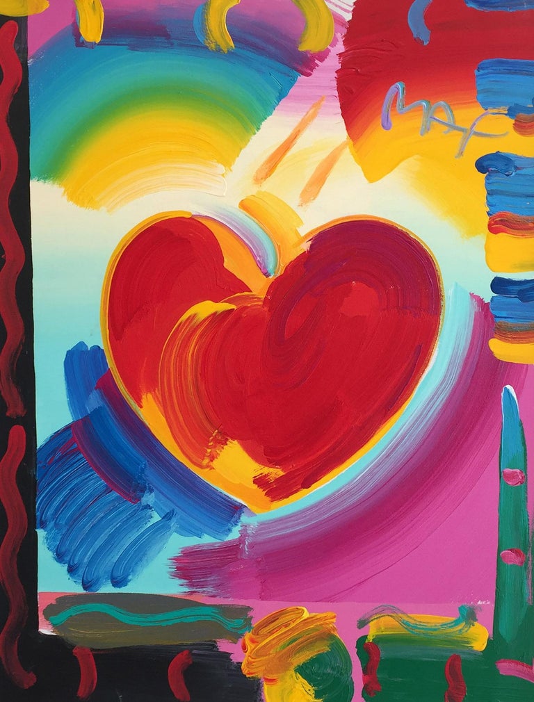 Peter Max - Peter Max Original Painting HEART Signed Rare Framed ...