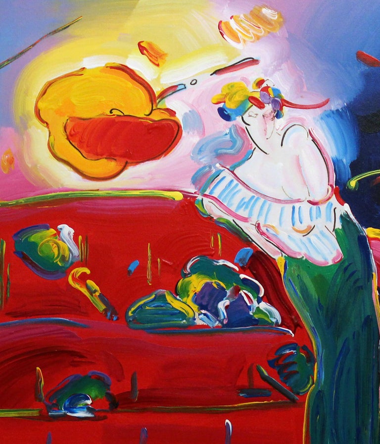 Peter Max - Peter Max Original Painting Signed Rare Framed Vibrant Red ...