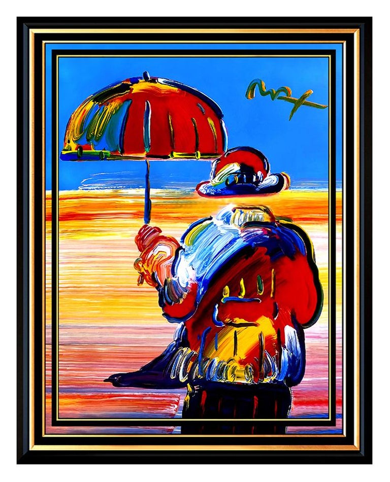 Peter Max - PETER MAX Original Signed PAINTING UMBRELLA MAN LARGE Pop ...