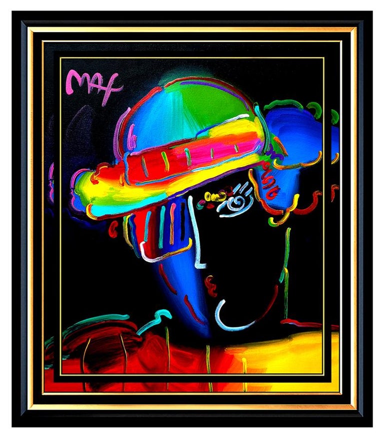 Peter Max - Peter Max Zero Man Original Acrylic On Canvas Signed Modern ...