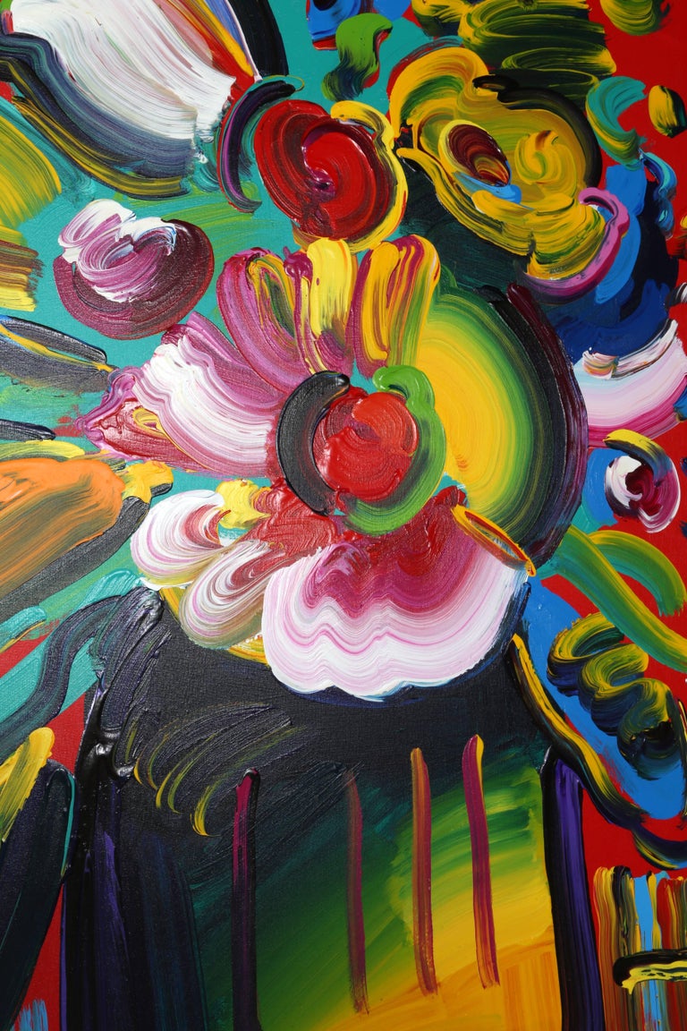 Peter Max - Vase of Flowers, Acrylic Painting on Canvas by Peter Max ...